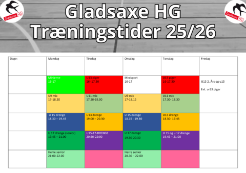 Træningstider 25/26 - Gladsaxe HG